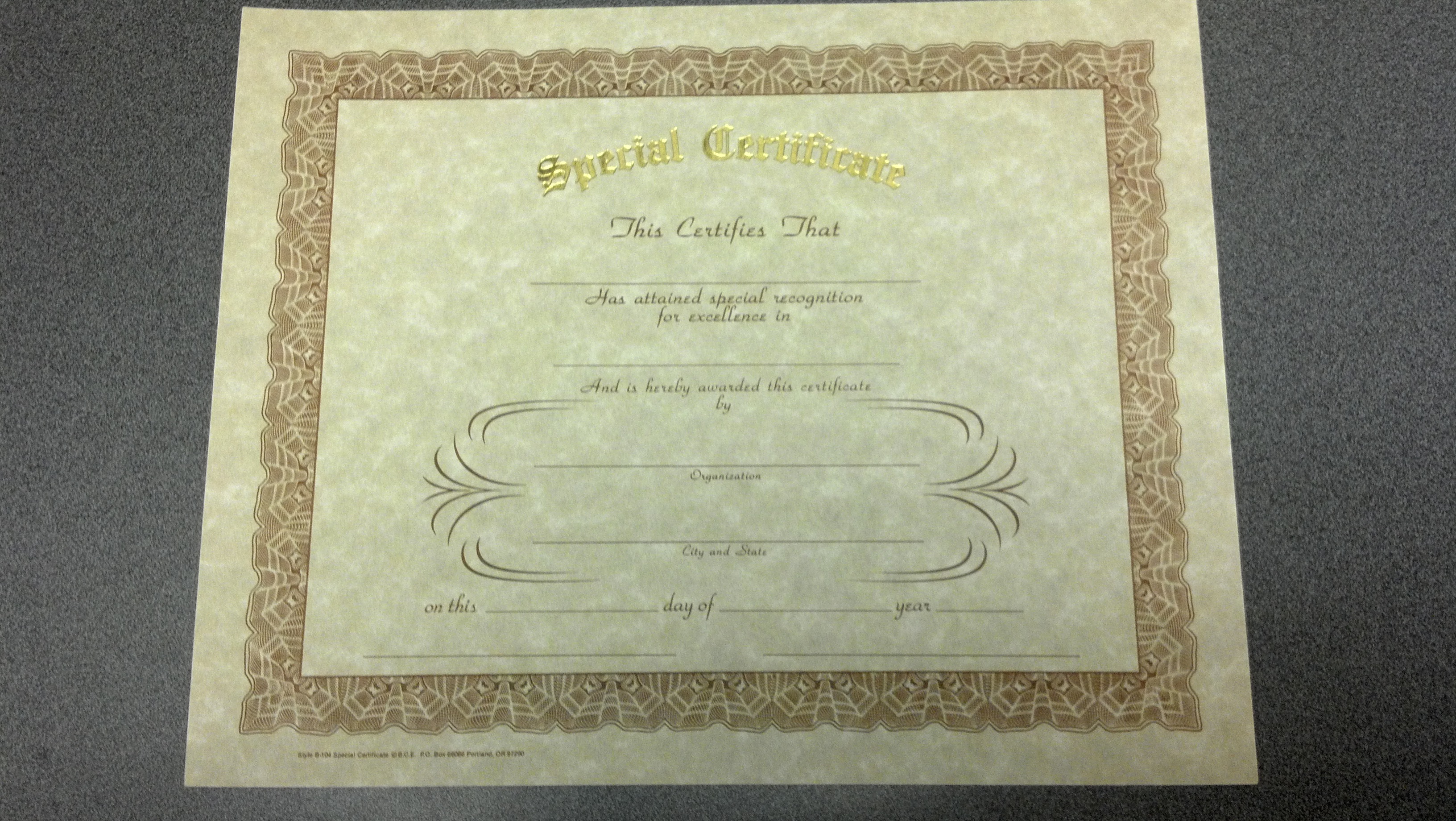 Certificate of Graduation - Gold Stamped (INDIVIDUAL)
